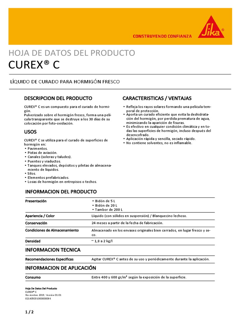 Curex C (2019) | PDF | Hormigón | Agua