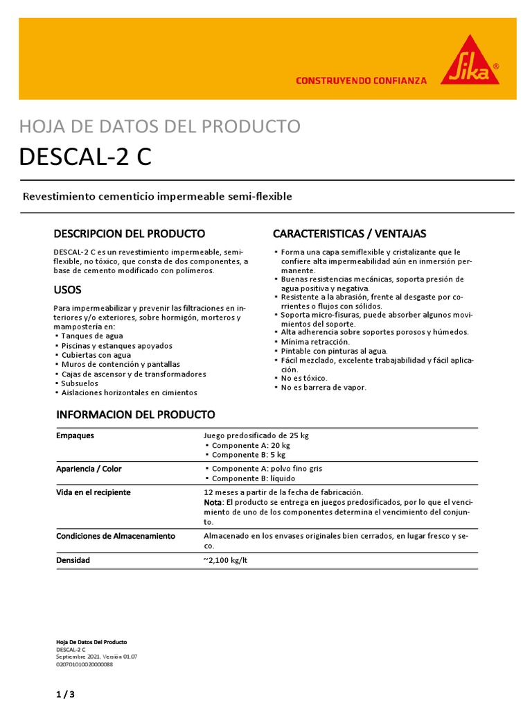 Descal 2C (2021) | PDF | Agua | Cemento