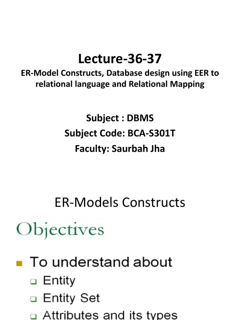L36-37-Converting ER Diagram To Relational Schema | PDF | Relational ...
