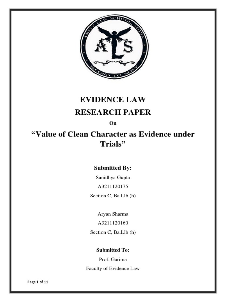 Evidence Law Research Paper | PDF | Hearsay | Evidence (Law)