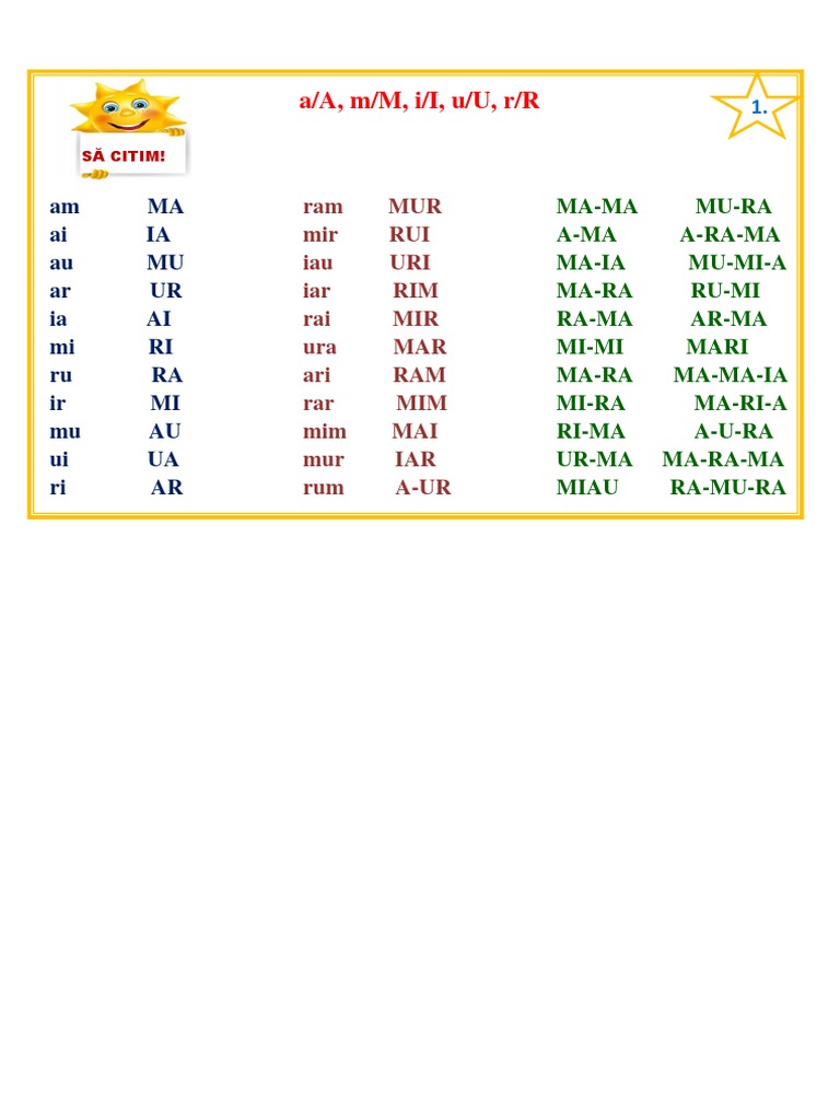 Fisa CITIT Clasa Pregatitoare | PDF