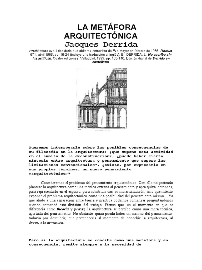 La Metáfora Arquitectónica | PDF | Pensamiento | Deconstruccion