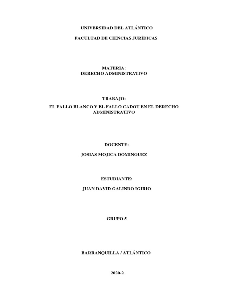 Fallo Blanco y Fallo Cadot | PDF | Ley administrativa | Justicia Fallo Blanco y Fallo Cadot | PDF | Ley administrativa | Justicia