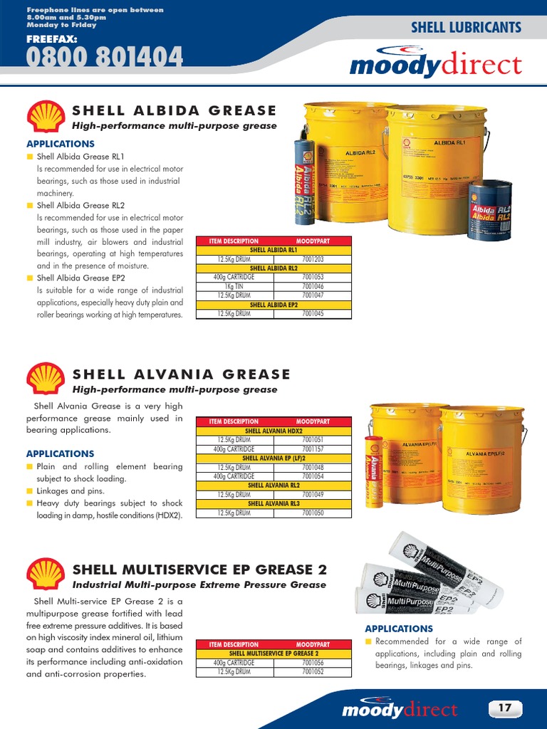 Shell Alvania and Albida Grease Guide | PDF | Bearing (Mechanical ...