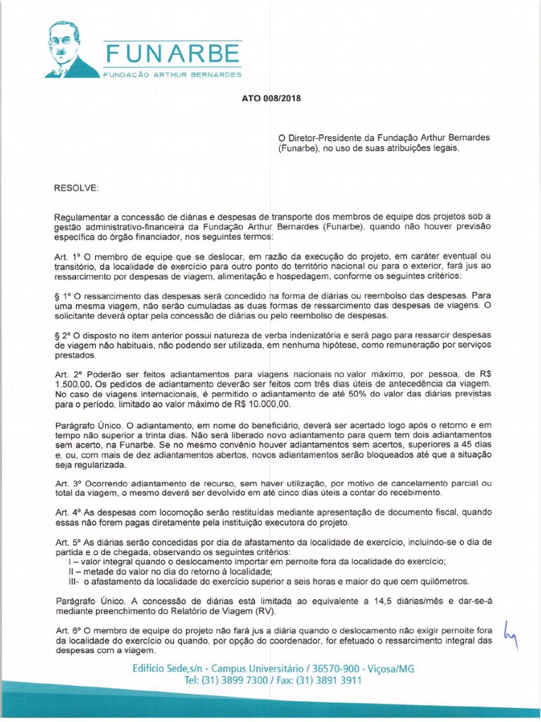 Tabela de Diarias Funarbe | PDF