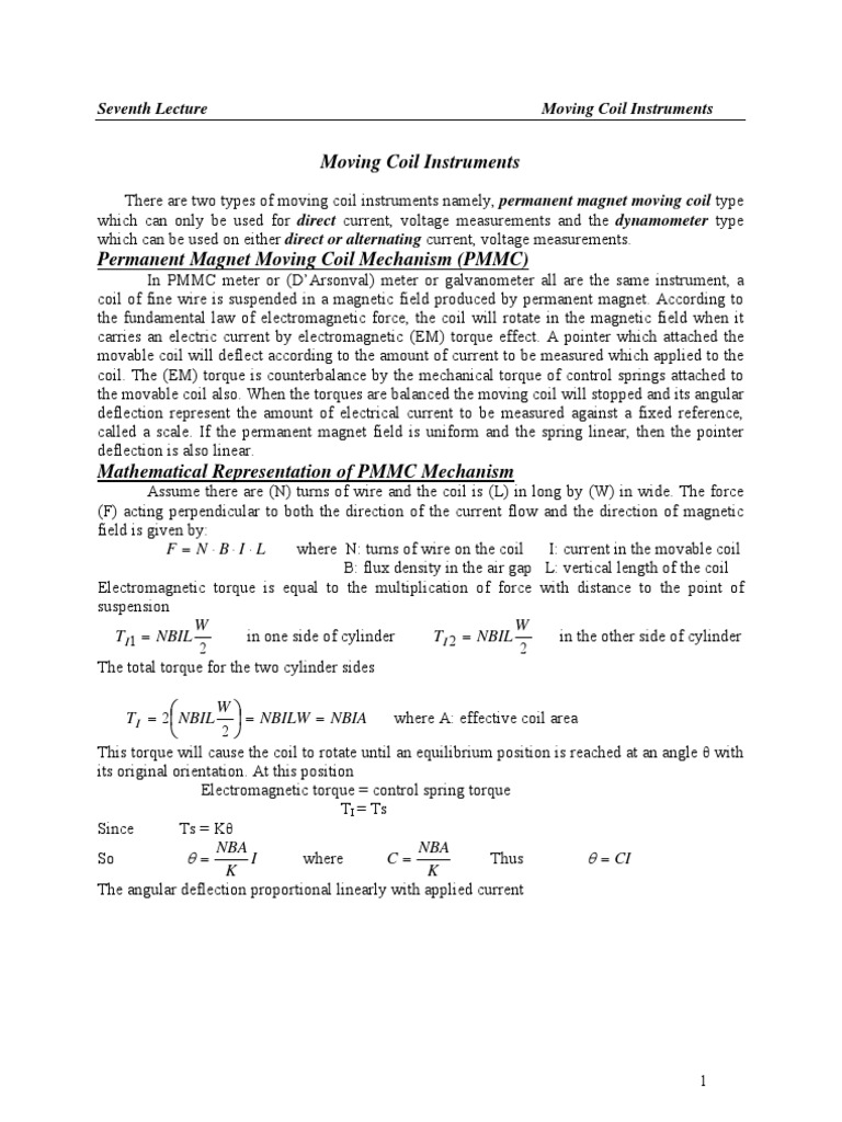 Moving Coil Instruments | PDF | Cathode Ray Tube | Vacuum Tube
