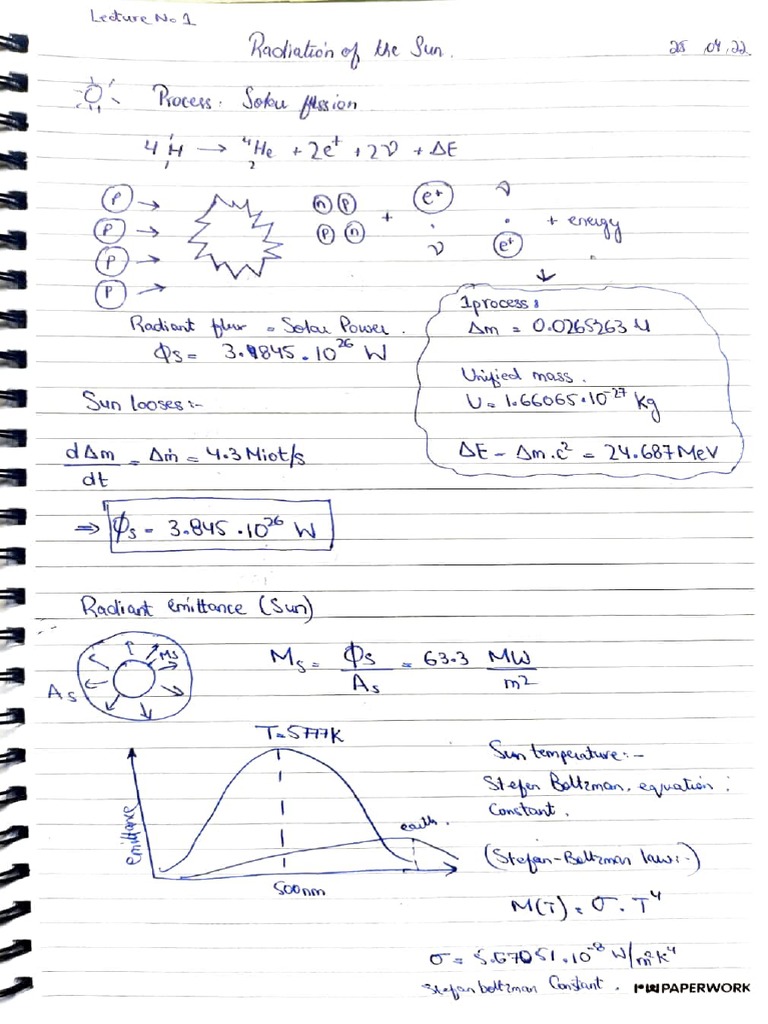 Solar Energy Lecture Notes Overview | PDF
