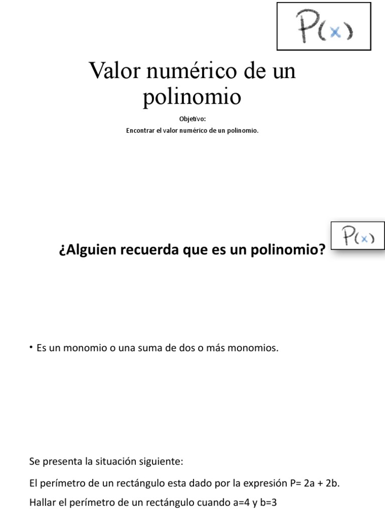 Valor Numerico de Un Polinomio | PDF Valor Numerico de Un Polinomio | PDF