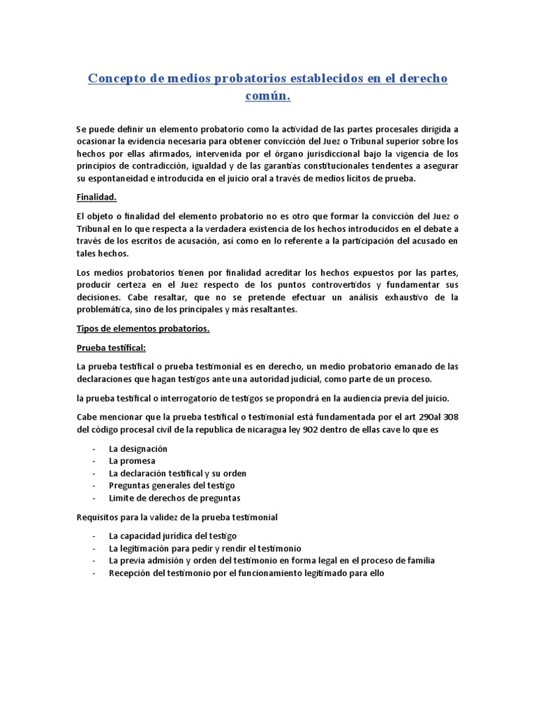 Elementos Probatorios. | PDF