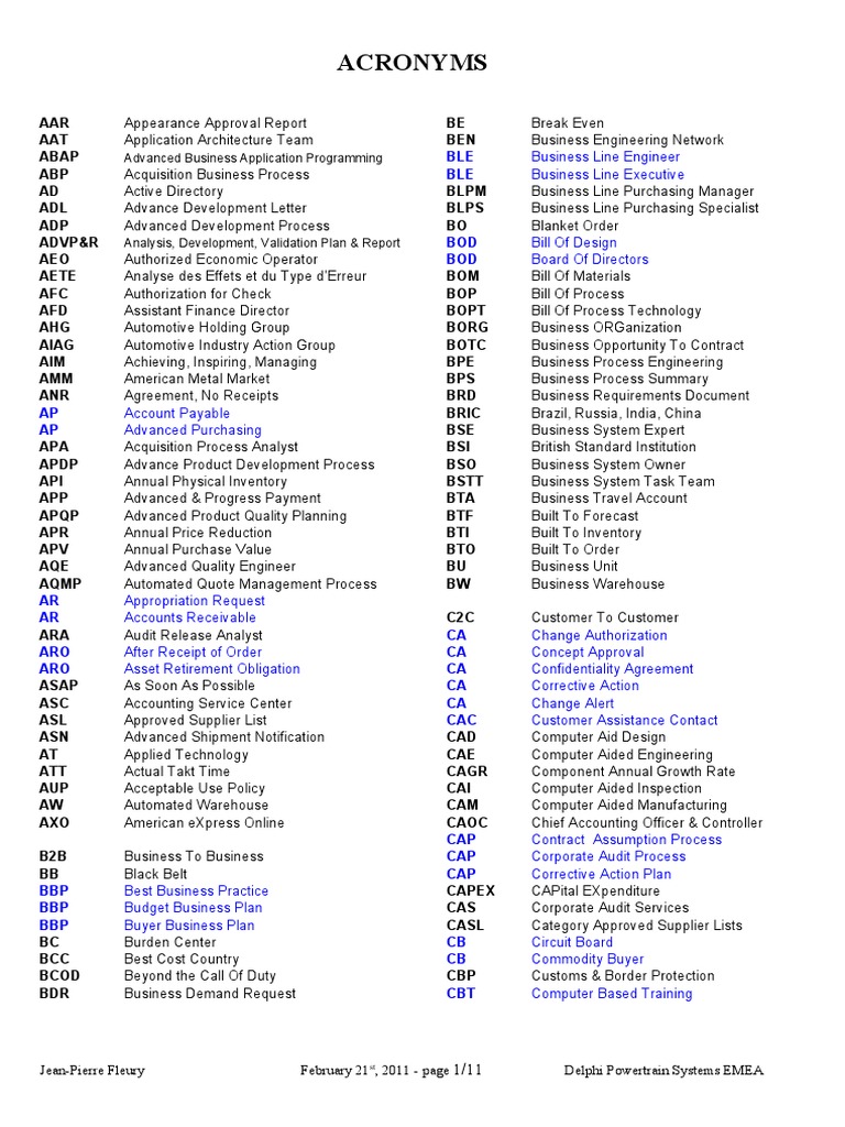 Acronyms - 21feb12 | Download Free PDF | Lean Manufacturing | General ...