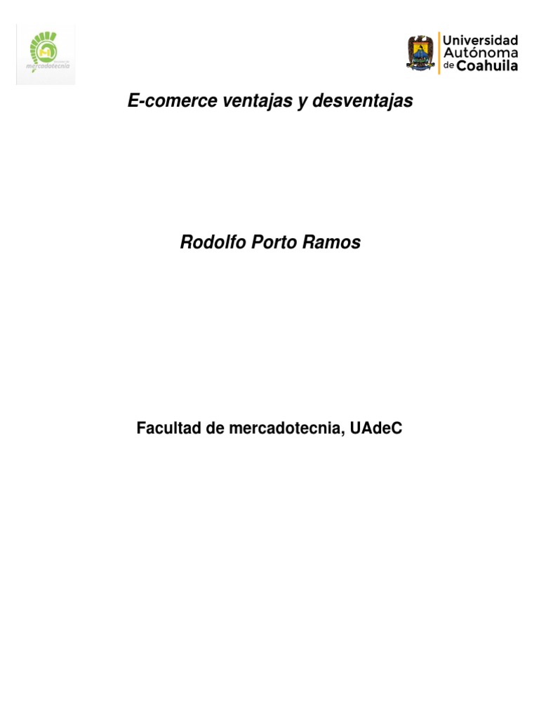 E-Comerce Ventajas y Desventajas Rodolfo Porto | PDF | Comercio ...