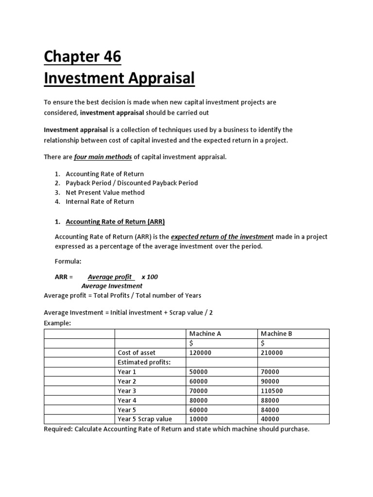 Chapter 46 Investment Appraisal | PDF | Net Present Value | Internal ...