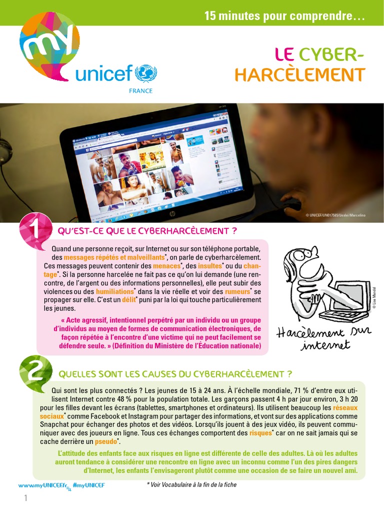 Fiche Thematique-Myunicef-Le Cyberharcelement | PDF | Cyberharcèlement