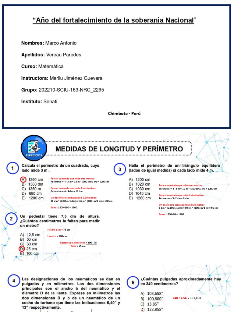 Unidad 12 Medidas de Longitud y Perímetro | PDF | Distancia | Unidades ...
