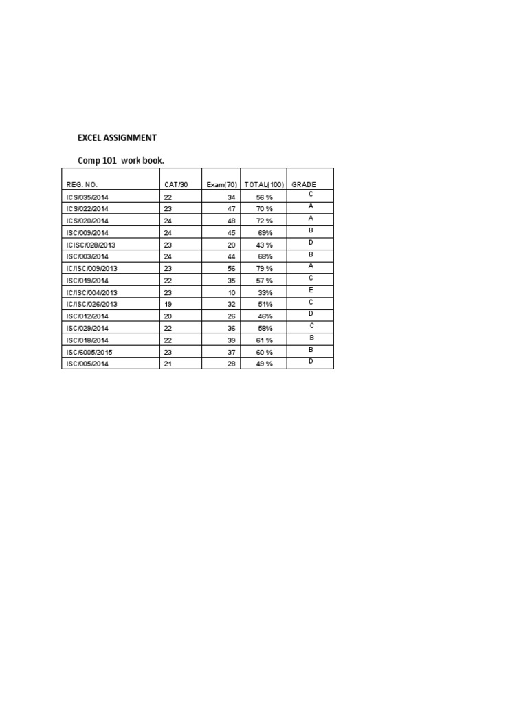Comp 101-Excel Assignment | PDF