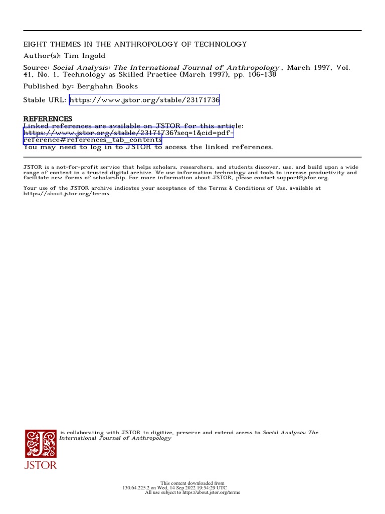 Anthropology of Technology Themes | PDF | Cognitive Science | Cognition