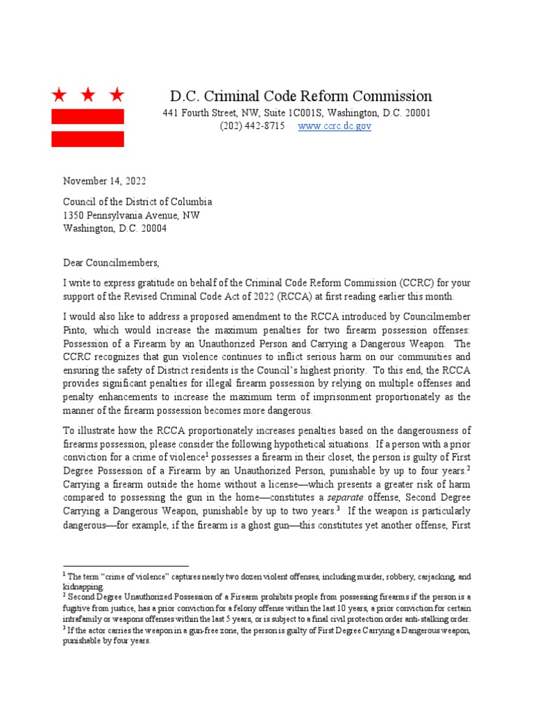 Letter To From CCRC Re-Amendment To RCCA | PDF | Crime & Violence | Crimes
