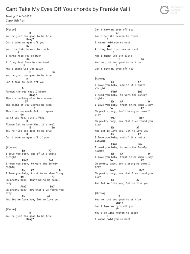 Cant Take My Eyes Off You - Frankie Valli | PDF