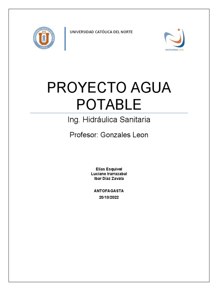 Memoria de Calculo Agua Potable | PDF | Tubería (transporte de fluidos) | Agua
