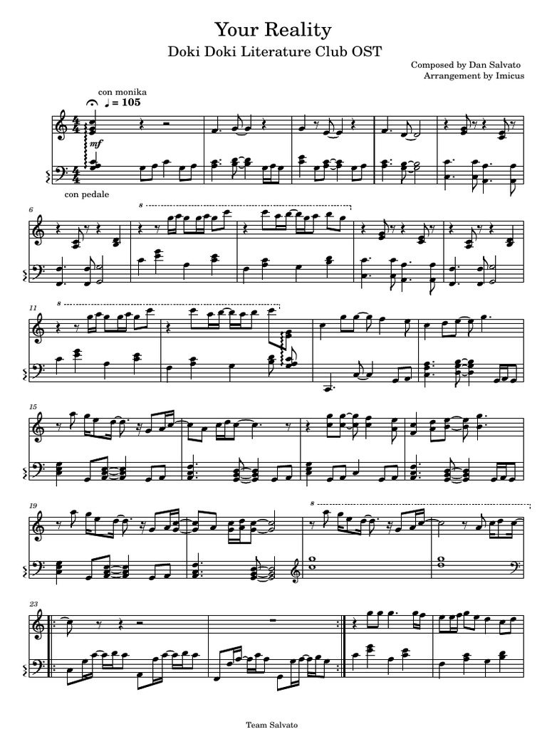 Doki Doki Literature Club OST Your Reality | PDF