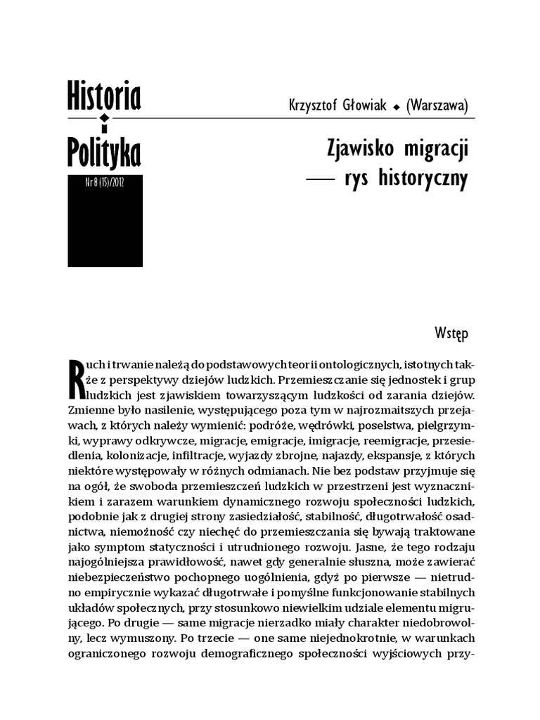 Zjawisko Migracji - Rys Historyczny | PDF