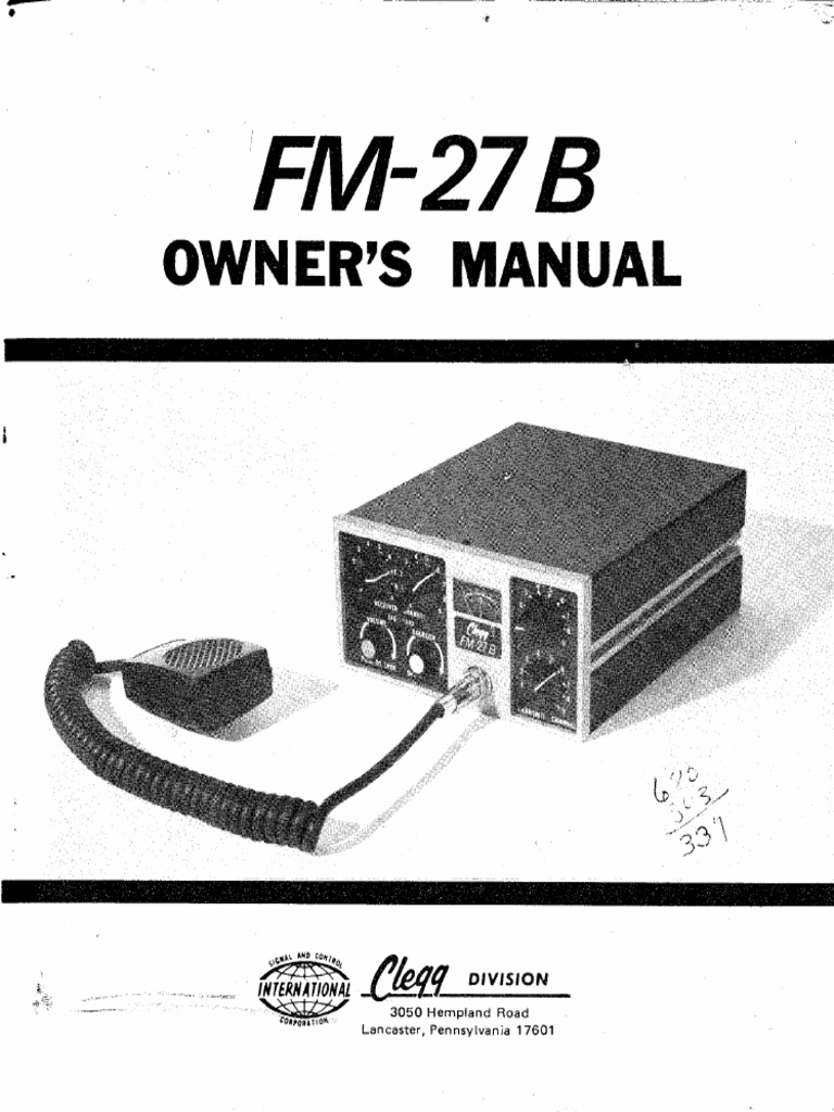 Clegg FM 27b Owners Manual | PDF