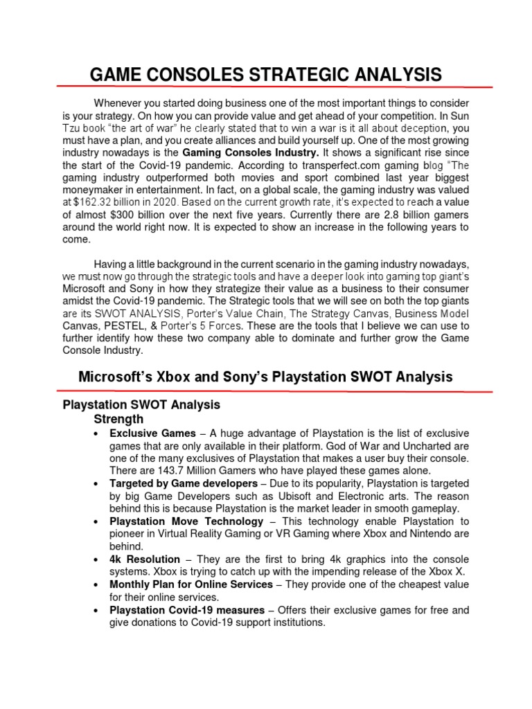 Game Consoles Strategic Tools PDF | PDF | Xbox | Video Game Consoles