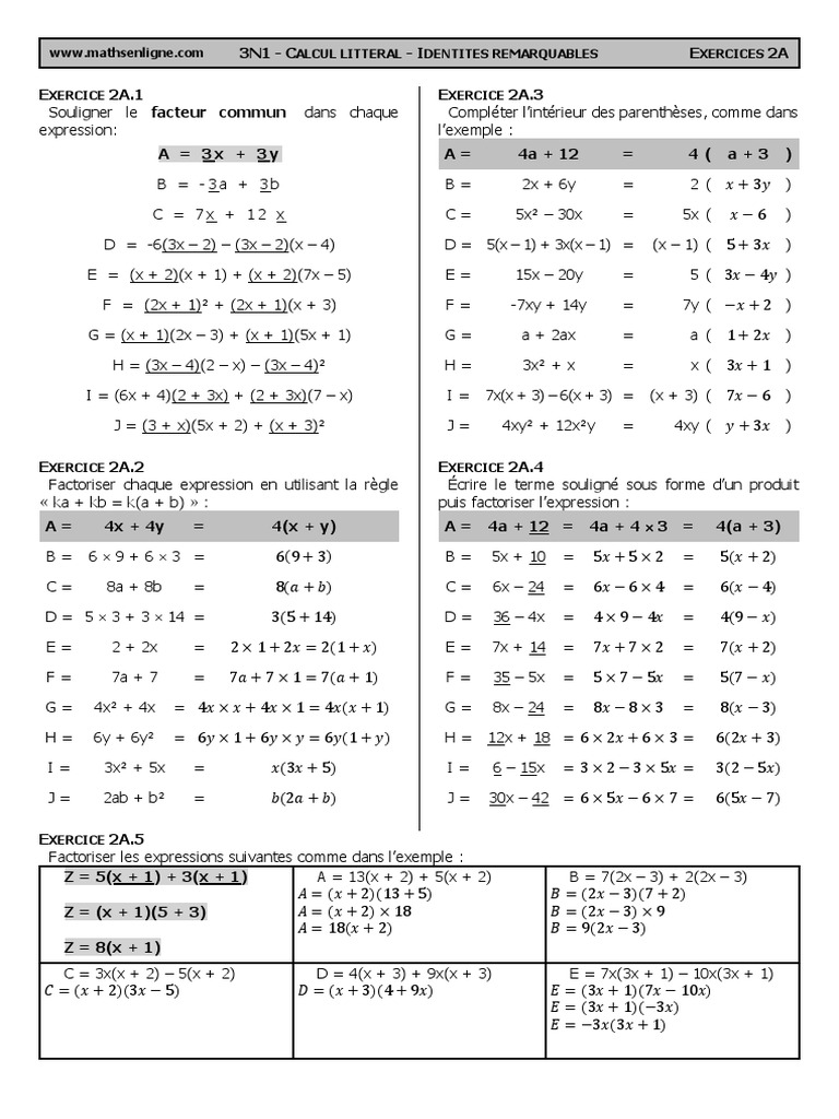 Correction 3 - Factorisation 1 | PDF
