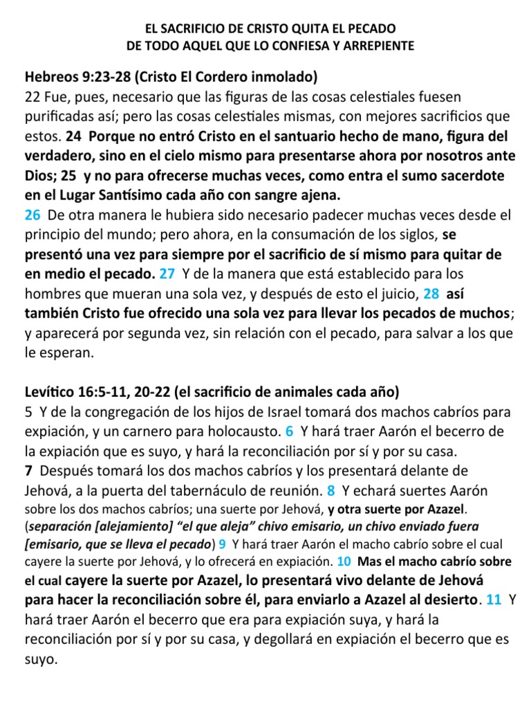El Sacrificio De Cristo Quita El Pecado Pdf