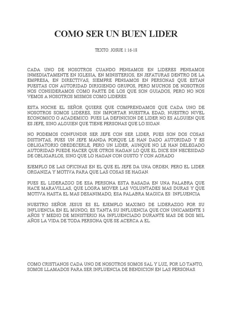 Como Ser Un Buen Lider | PDF | Cristo (título) | Liderazgo