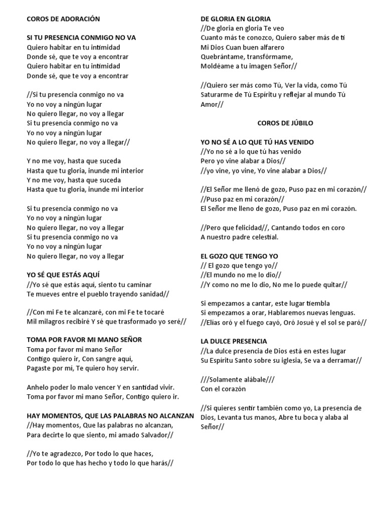 Coros de Adoración y Jubilo Damas | PDF
