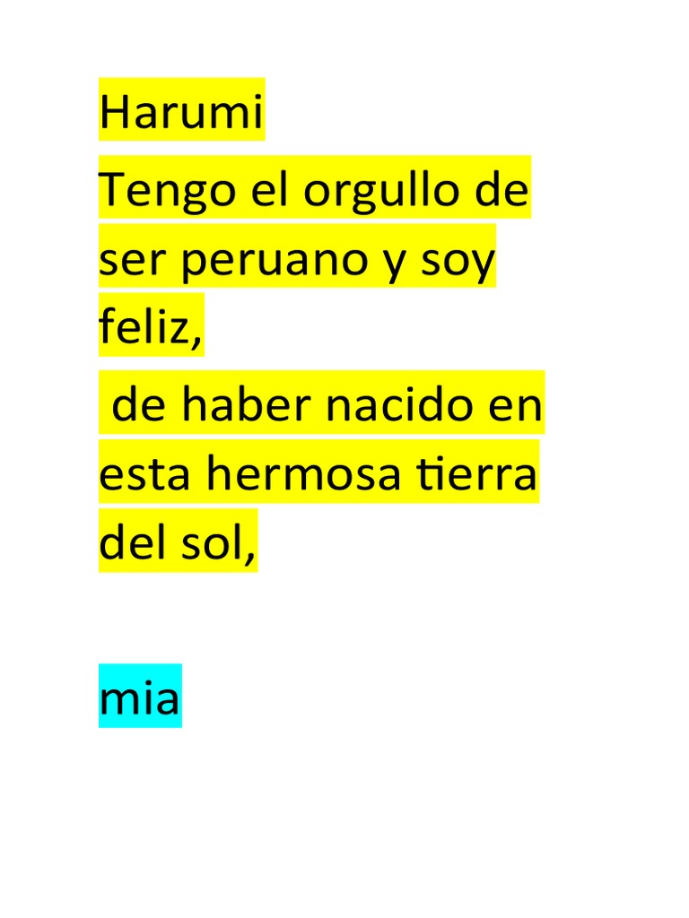 Tengo El Orgullo de Ser Peruano Letra | PDF