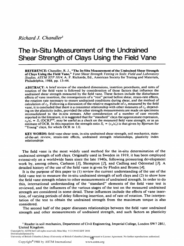 1988 - The In-Situ Measurement of The Undrained Shear Strength of Clays ...