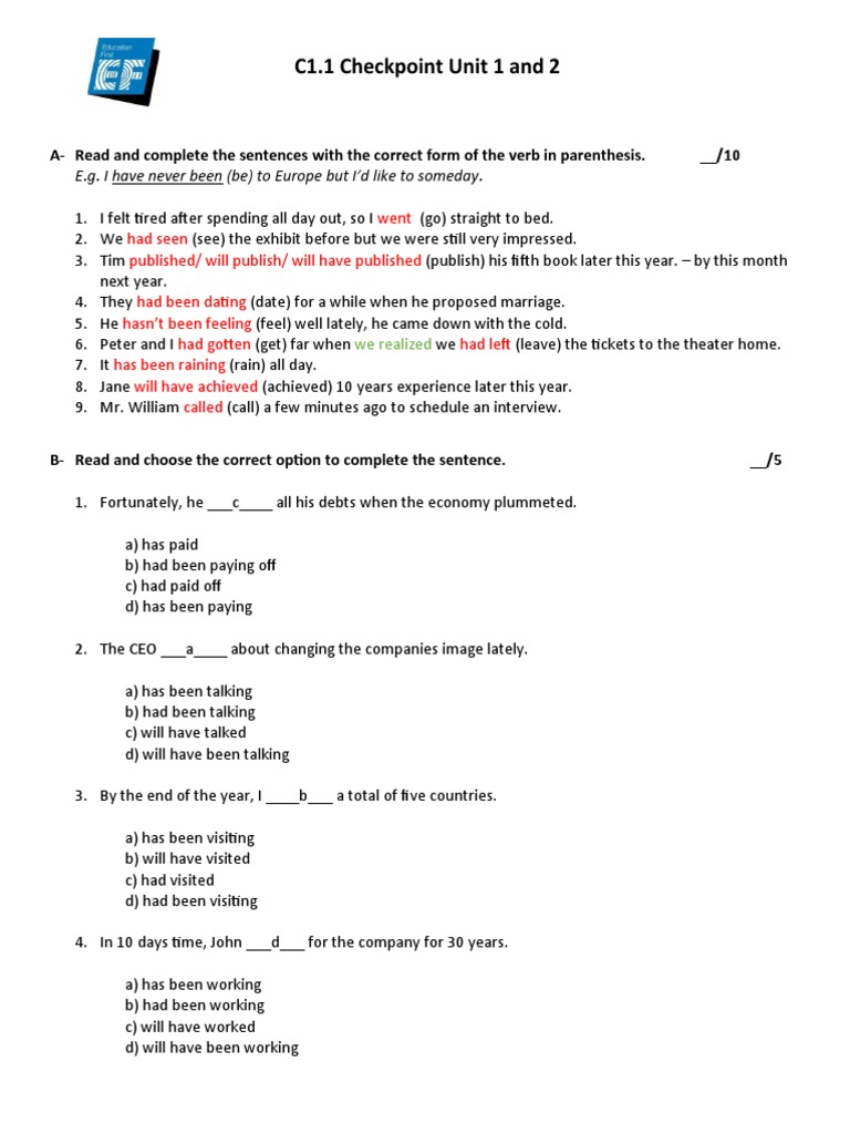 C1.1 Checkpoint Unit 1-2 Answer Key | PDF | Language Arts & Discipline