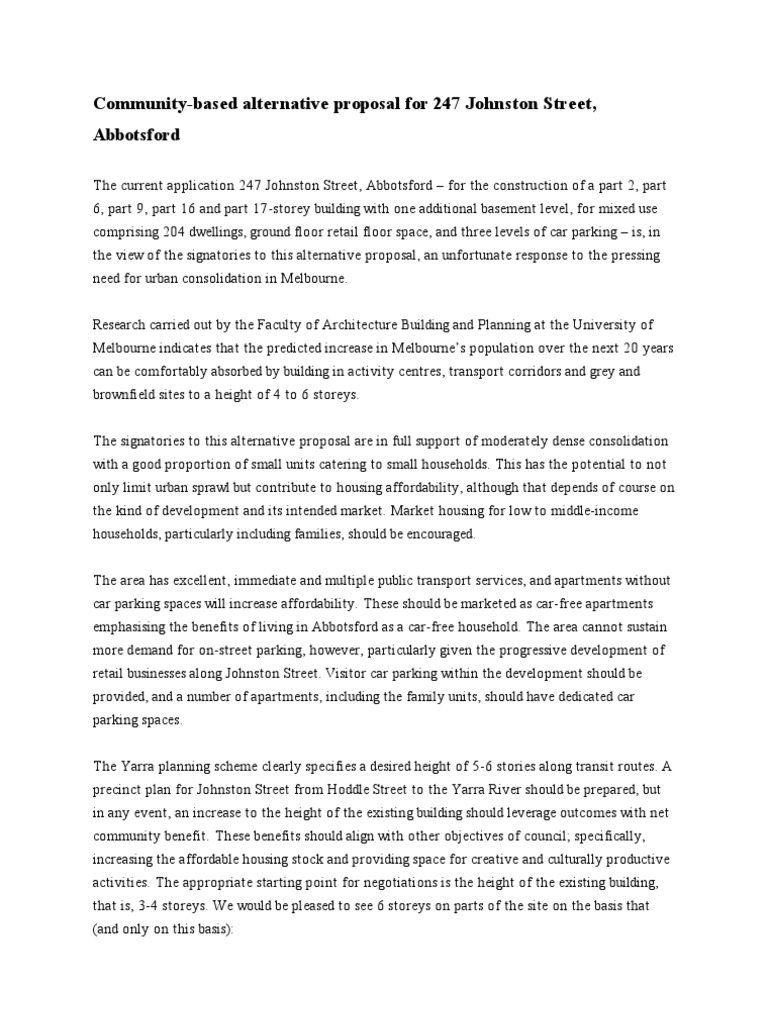 Johnston Street Community Proposal | PDF | Melbourne | Apartment