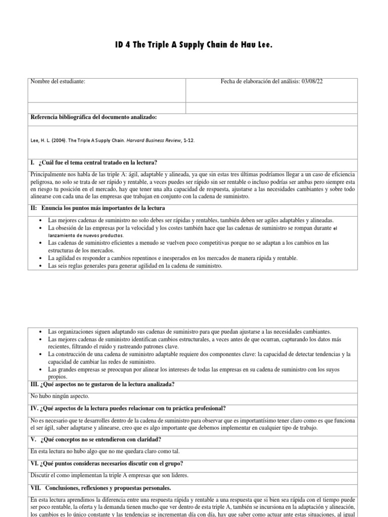 ID 4 The Triple A Supply Chain de Hau Lee. | PDF | Crecimiento personal ...