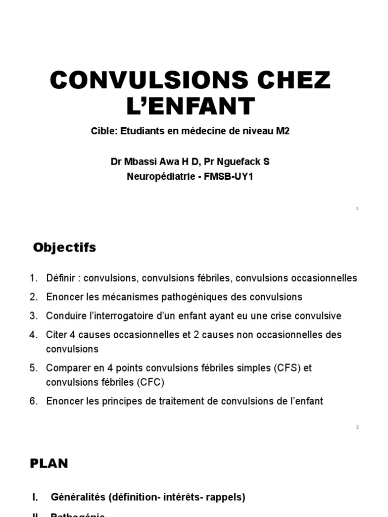 1-CONVULSIONS CHEZ L'ENFANT Niveau M2 Sept 2018 | PDF | Épilepsie ...