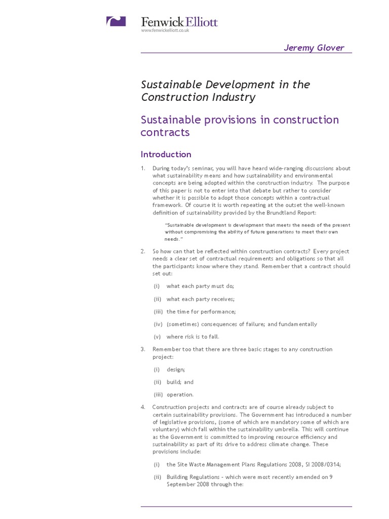Sustainable Development In The Construction Industry Pdf