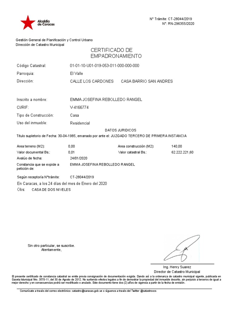 Emisión de Cédula Catastral 2020 | PDF