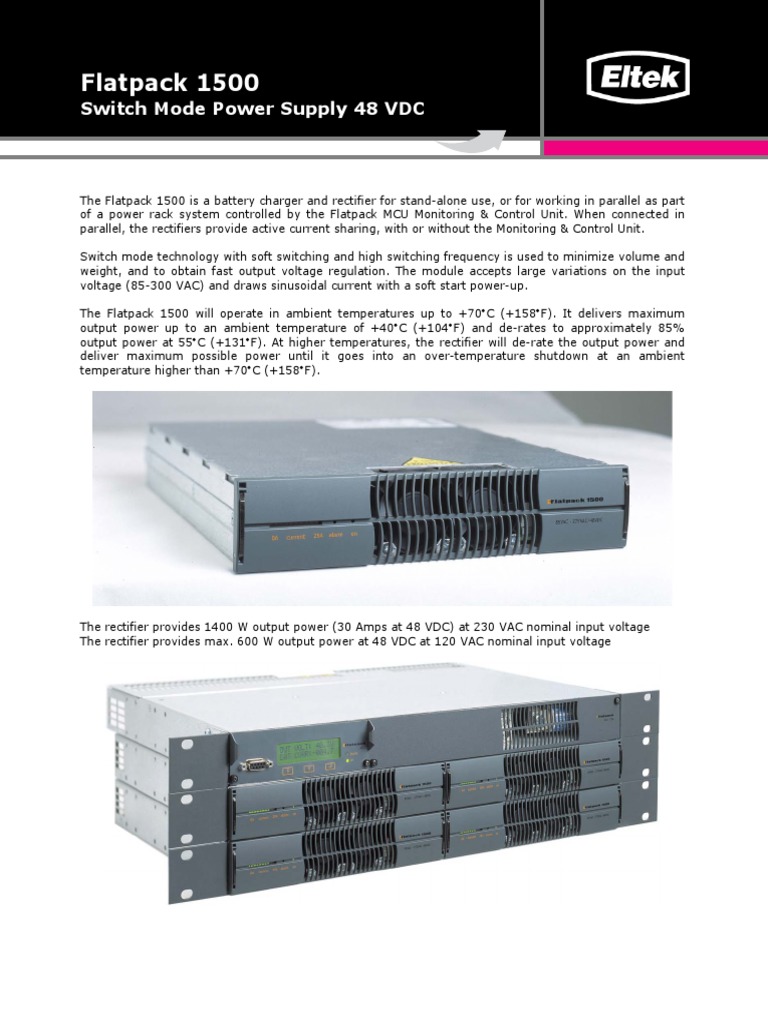 Flatpack 1500: 48V Power Supply Specs | PDF | Science & Mathematics