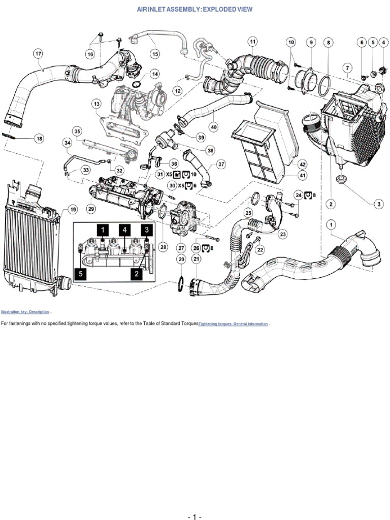 Air Inlet Assembly Exploded View Guide | PDF | Turbocharger | Valve