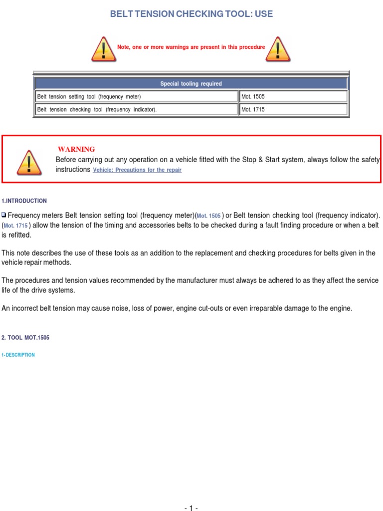 Belt Tension Checking Tool Use1 | PDF | Hertz | Calibration