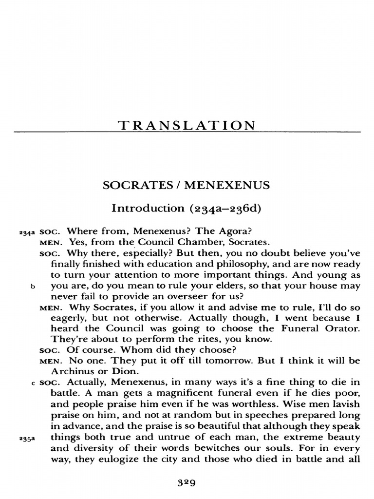 Plato - Menexenus (Allen) | PDF