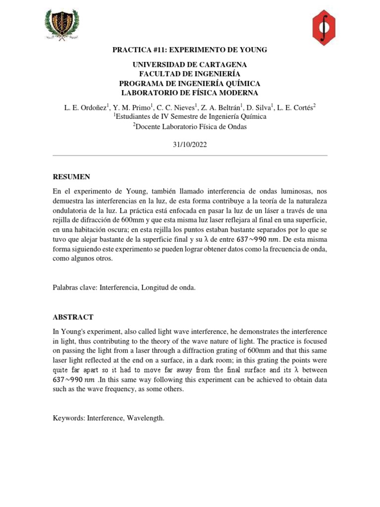 Practica #11 Experimento de Young | PDF