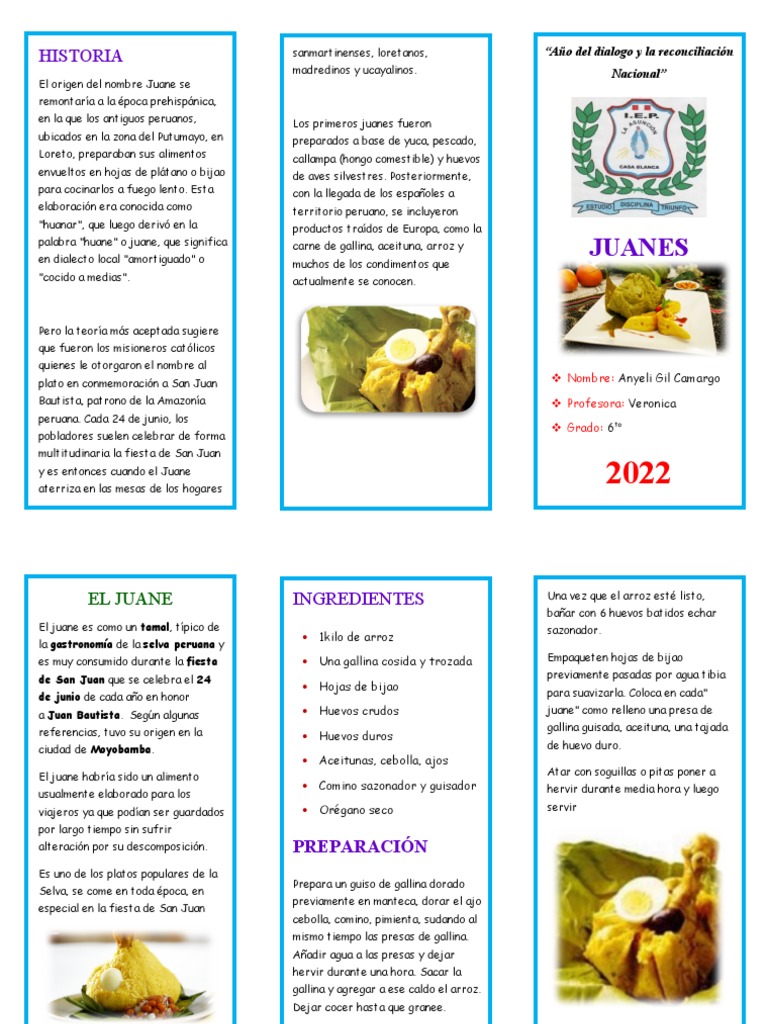 Triptico Juane 2 | PDF | Cocina latinoamericana | Comida regional y étnica