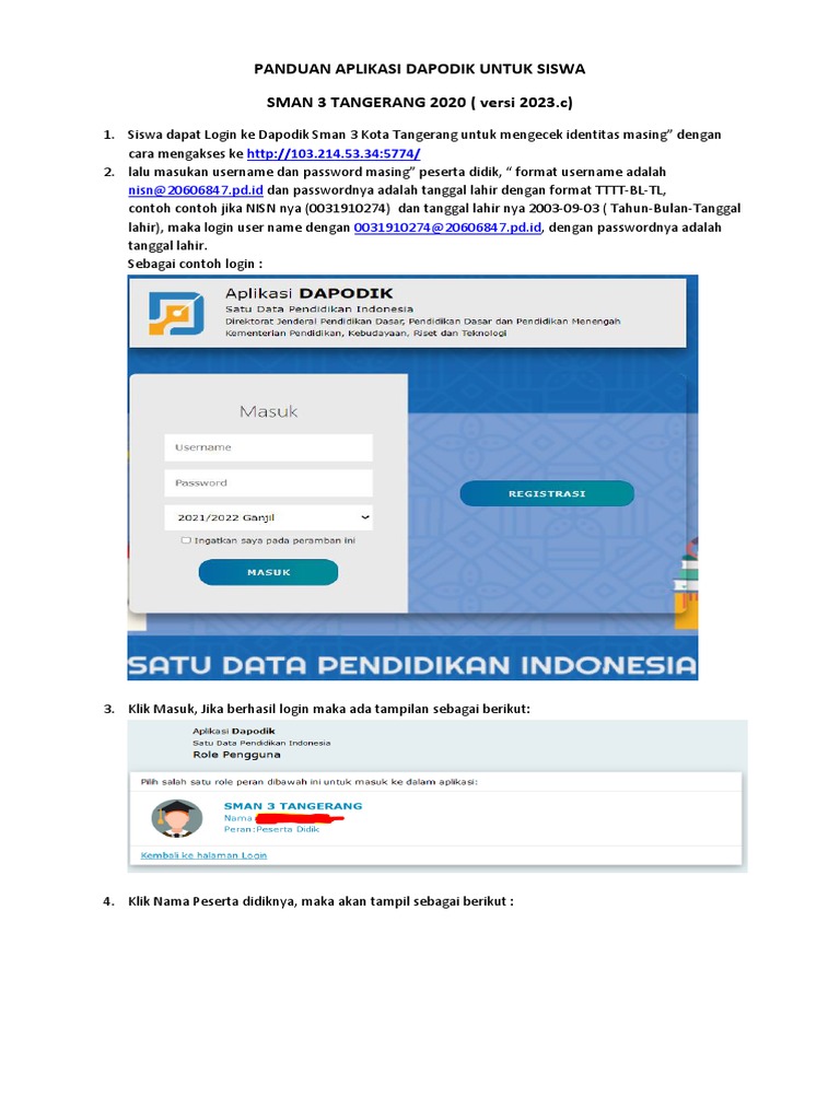 Panduan Dapodik Siswa Versi 2023c | PDF