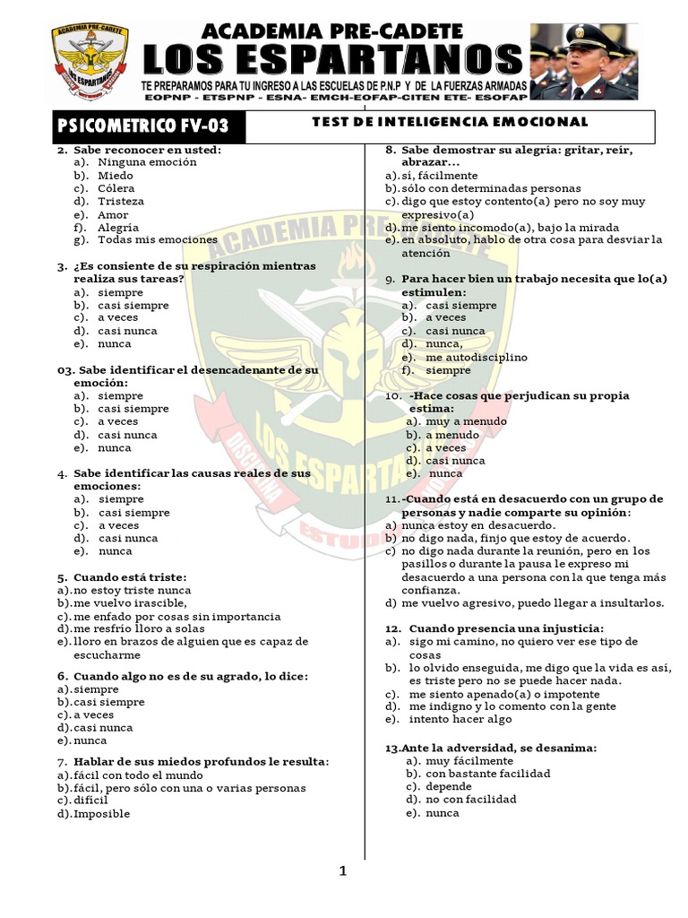 FV-03 Psicometrico PNP SC | PDF