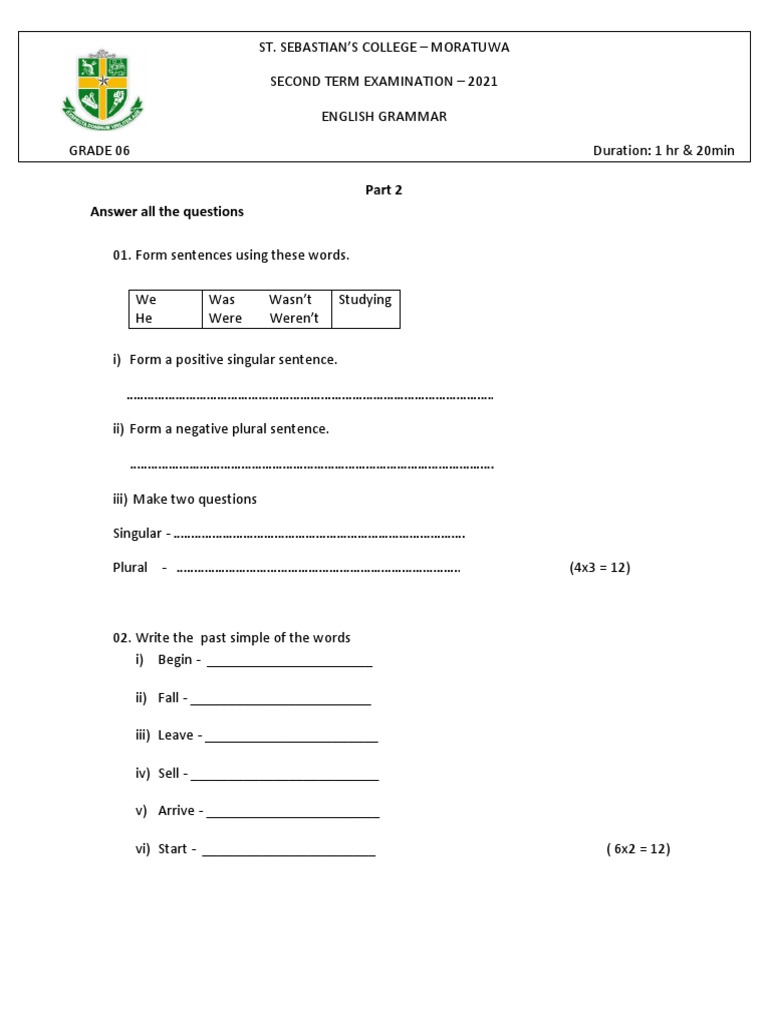 Grade 06 - English Grammar | PDF | English Grammar | Languages Of Europe