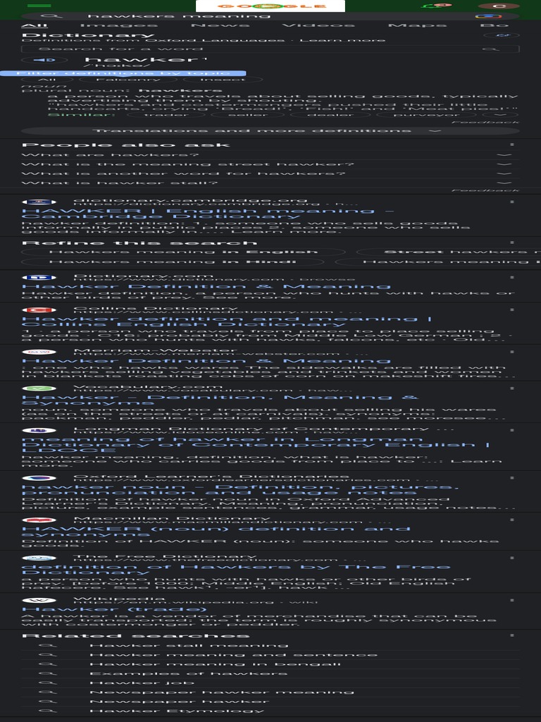 Hawkers Meaning - Google Search | PDF | Linguistics