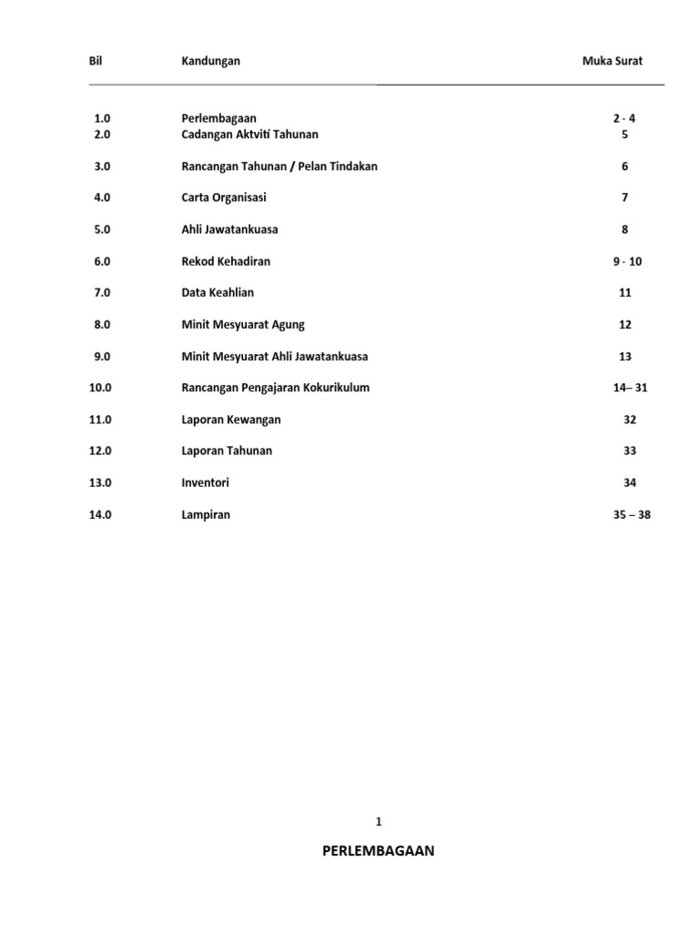 Buku Rekod Perjumpaan Kokurikulum Tahun 2021 - Contoh | PDF